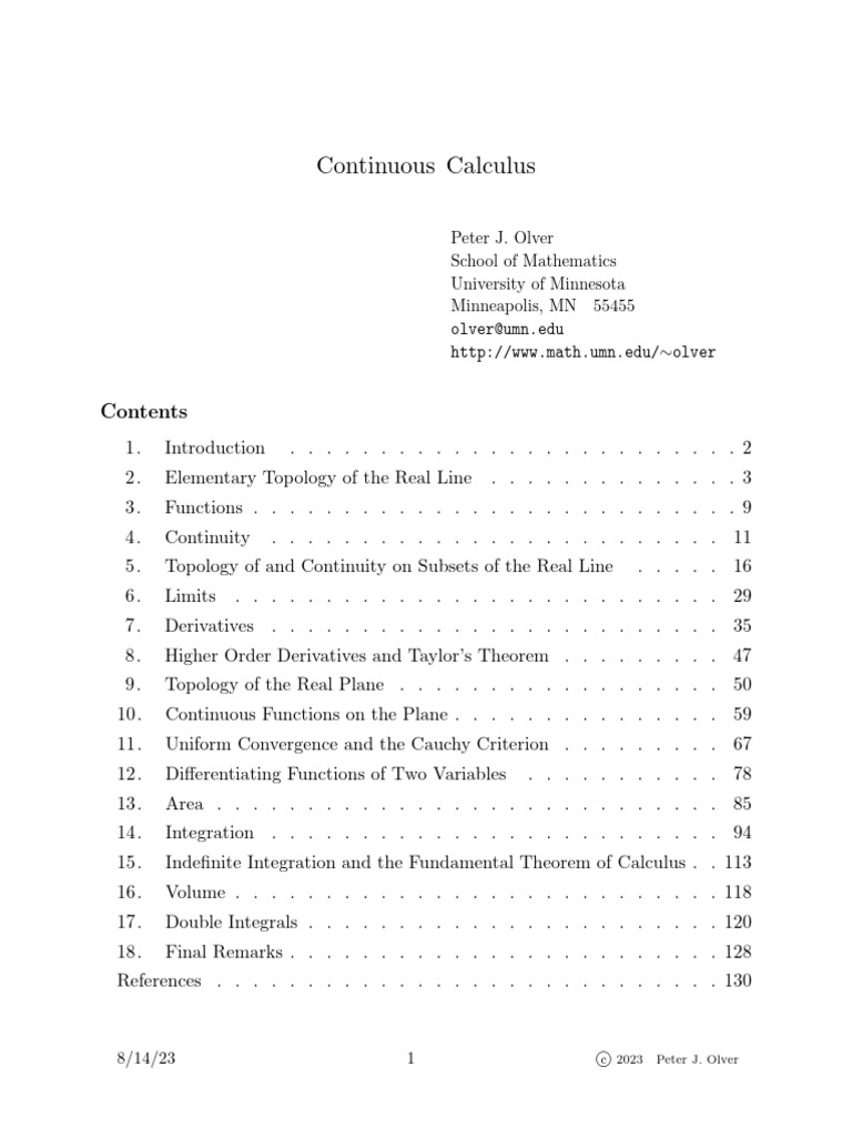Continuous Calculus | PDF | Continuous Function | Function (Mathematics)