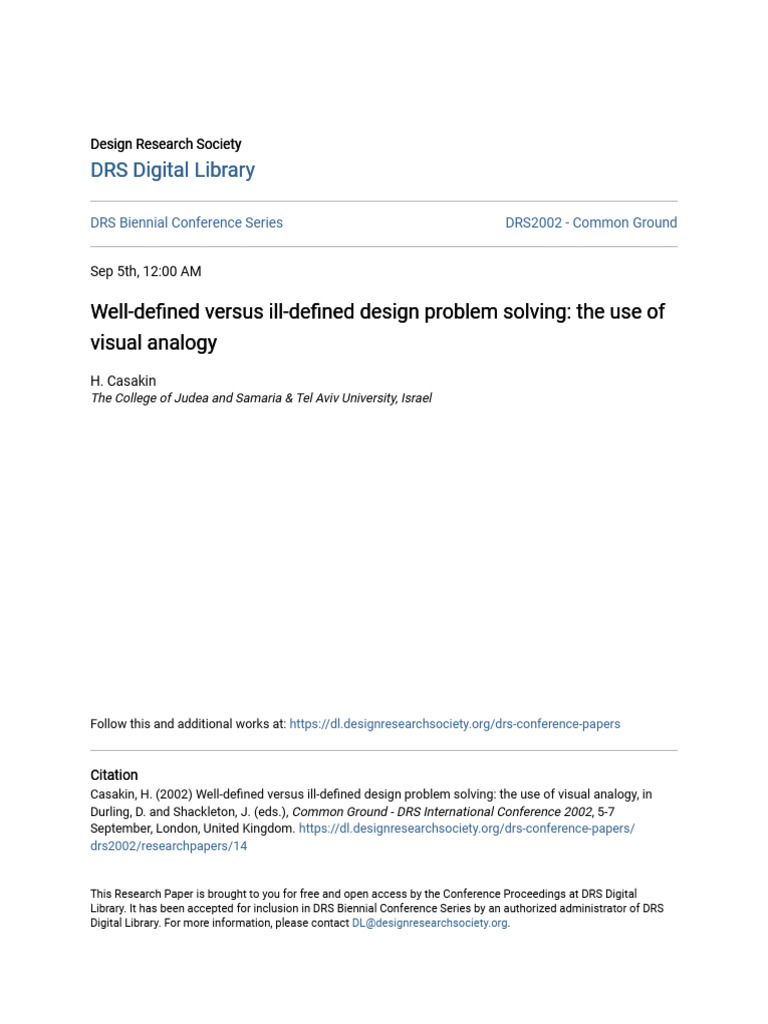 Design Problem Solving with Visual Analogy | PDF | Analogy | Experiment