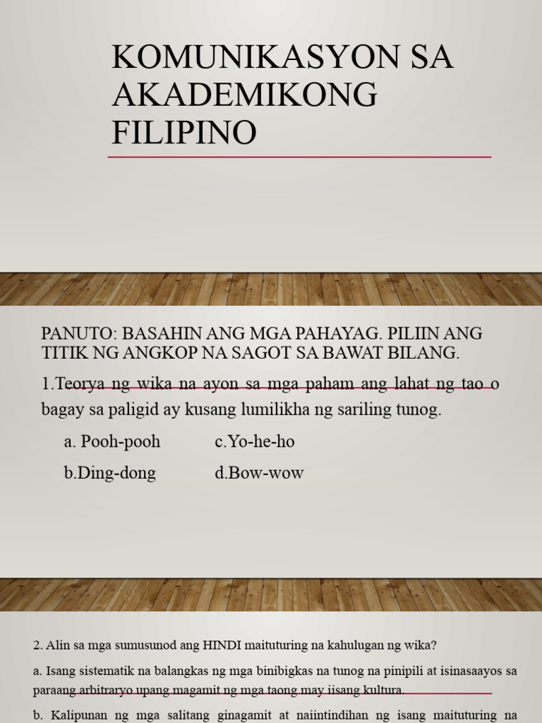 Questions Akademikong Filipino | PDF