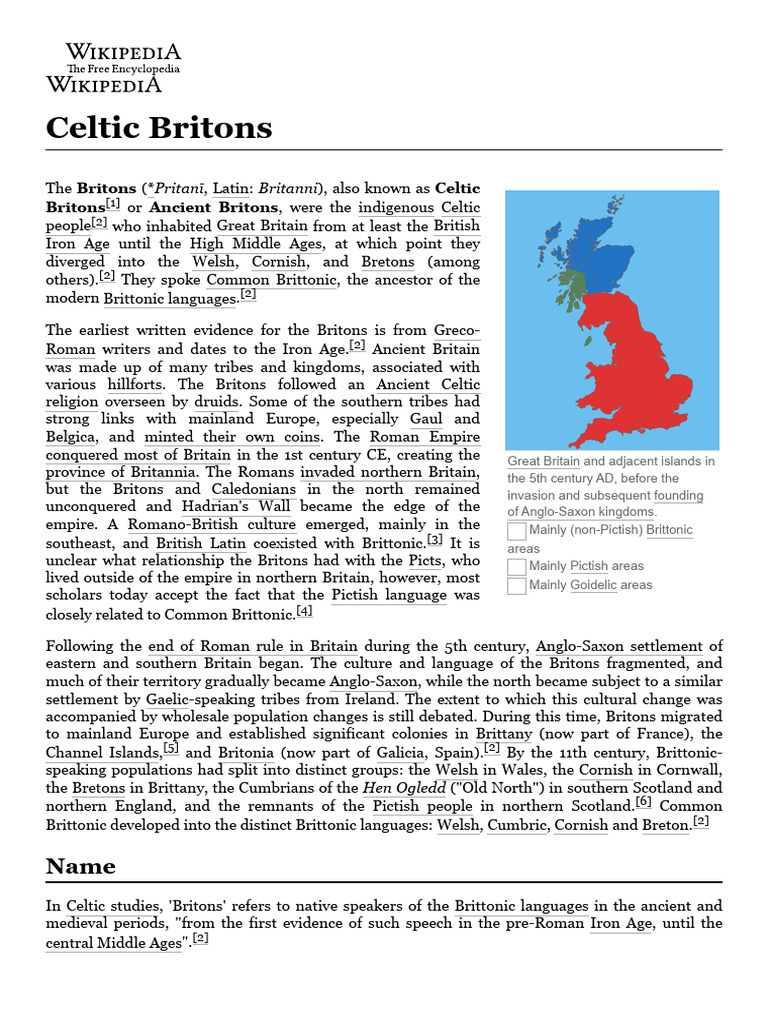 Celtic Britons - Wikipedia | PDF | Celtic Britons | Ancient Peoples Of ...