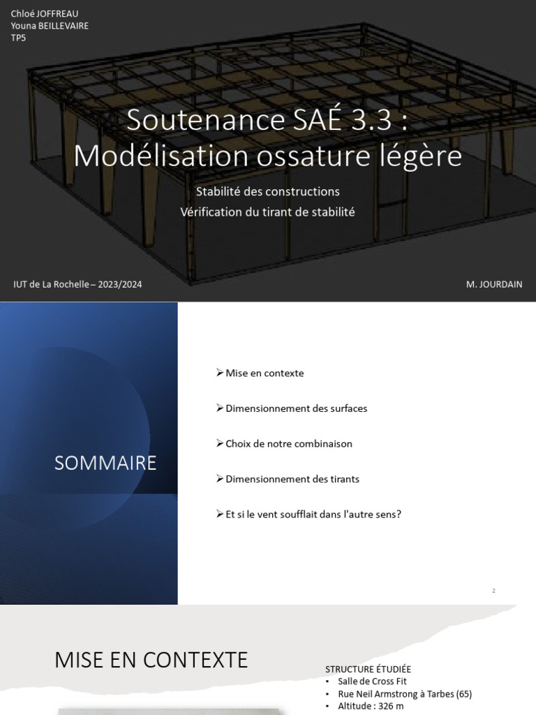 Soutenance SAÉ 3.3: Modélisation Ossature Légère: Stabilité Des Constructions Vérification Du ...