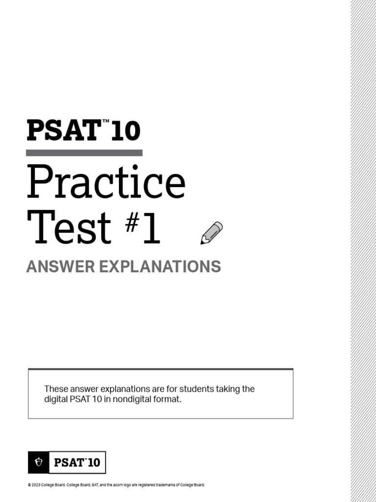 Psat 10 Practice Test 1 Answer Explanations | Download Free PDF | Verb ...