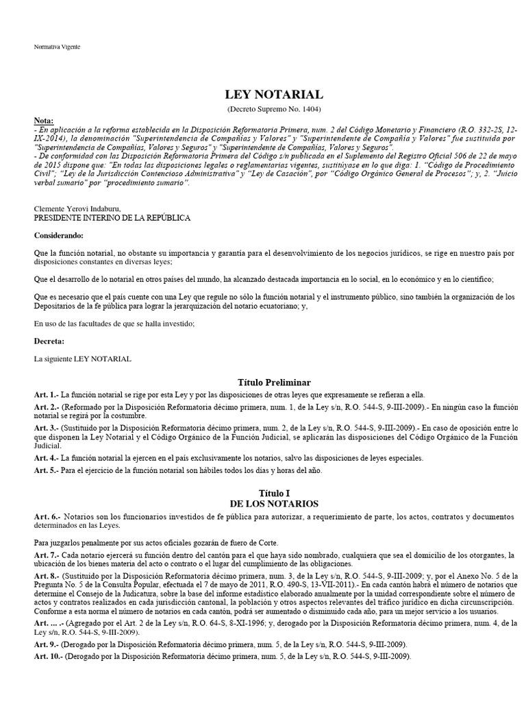 Ley Notarial de Ecuador | PDF | Propiedad de la comunidad | Asociación ...
