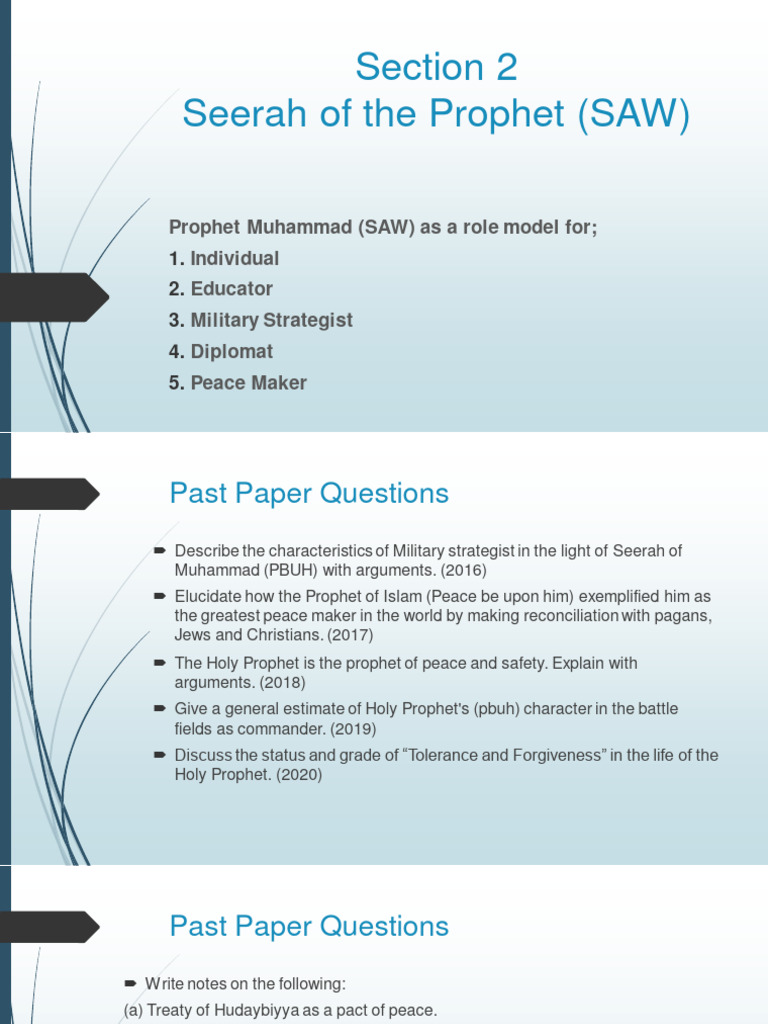 Section 2 Seerah of The Prophet (SAW) | PDF