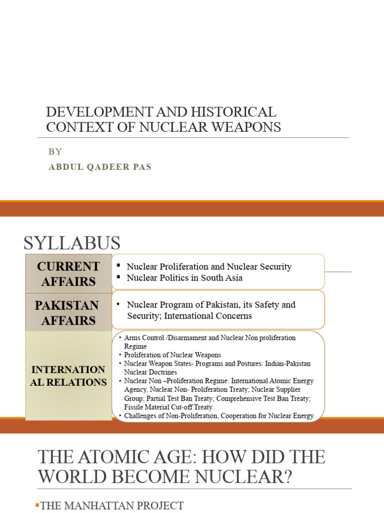 Lecture 01 Nuclear Weapons 30 TH Sep | PDF