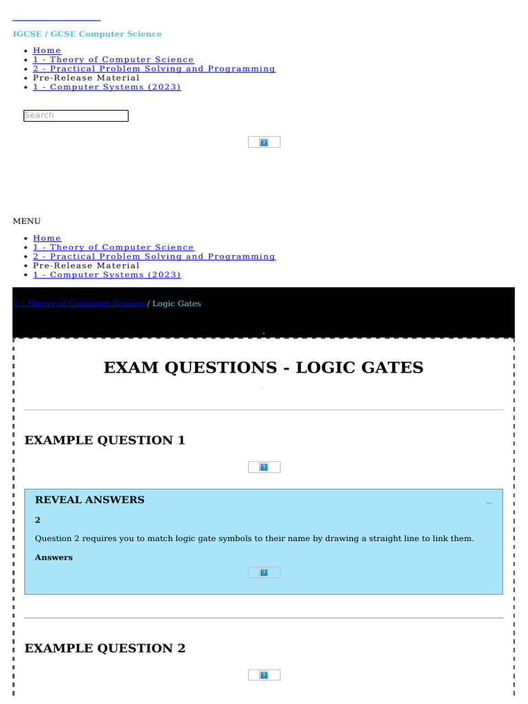 Exam Questions - Logic Gates - Bits of Bytes - Co | PDF | Science ...