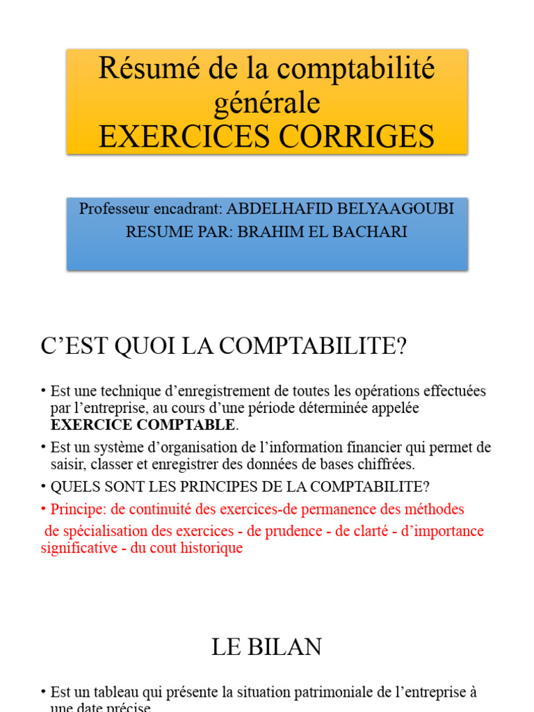 Résumé de la comptabilité générale | PDF | Finance et gestion monétaire