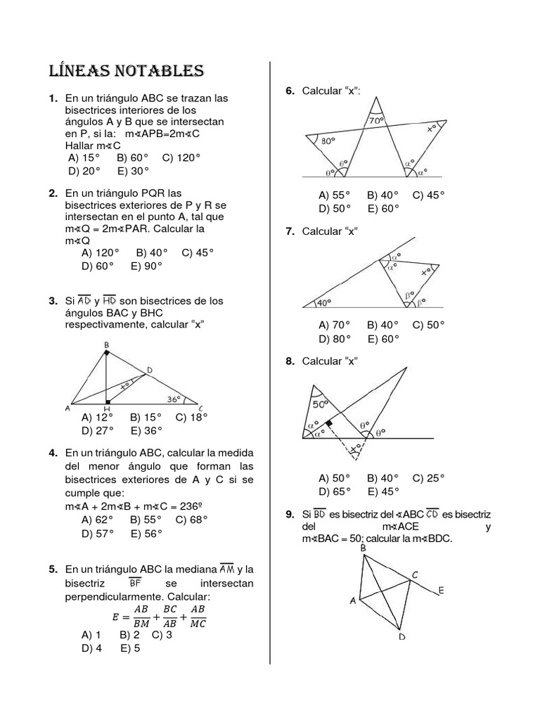 Líneas Notables | PDF | Triángulo | Geometría Elemental