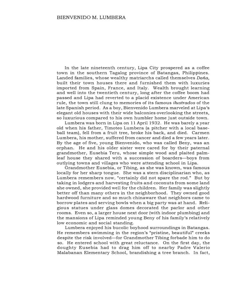 Bienvenido Lumbera: Life and Legacy | PDF