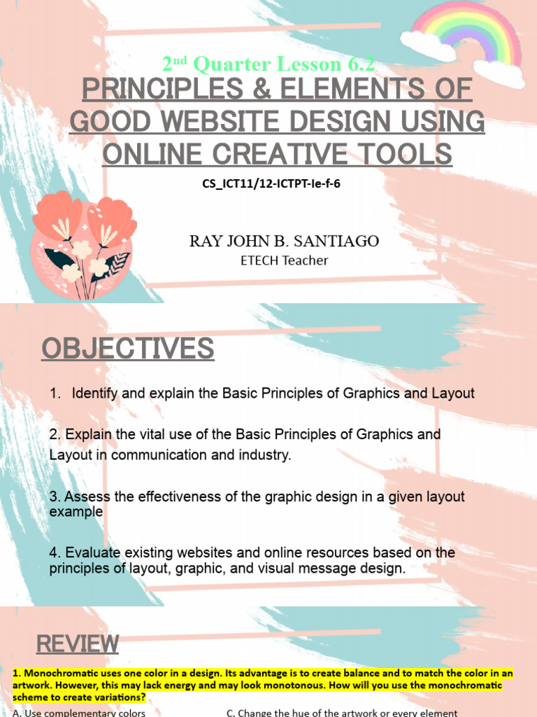 2nd Quarter 6.2 Principles Elements of Good Website Design Using | PDF ...