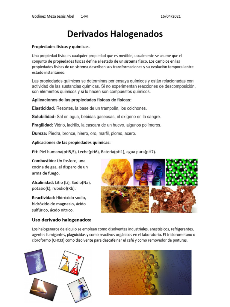 Propiedades y Usos de Derivados Halogenados | PDF | Salud y bienestar ...
