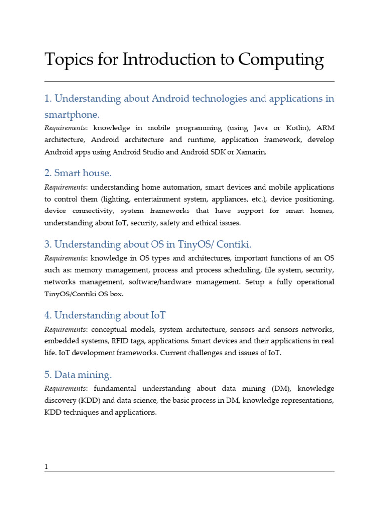 Topics For Introduction To Computing | PDF | Computing | Machine Learning