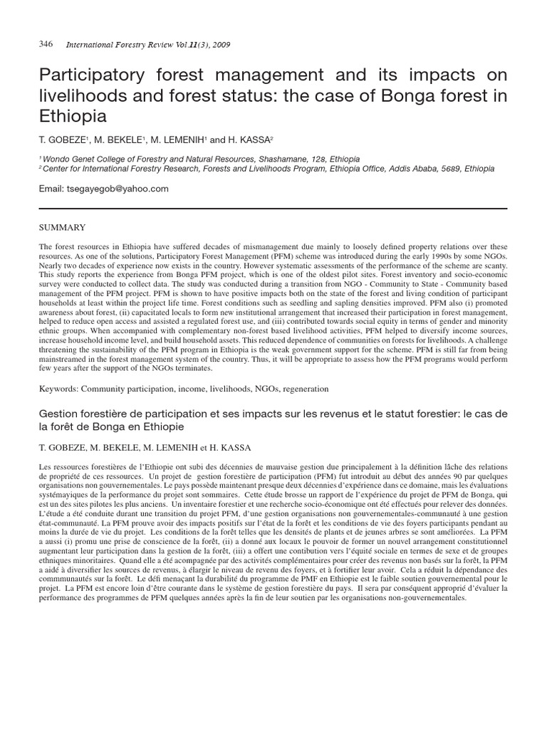Impacts of Participatory Forest Management | PDF | Forests | Agriculture