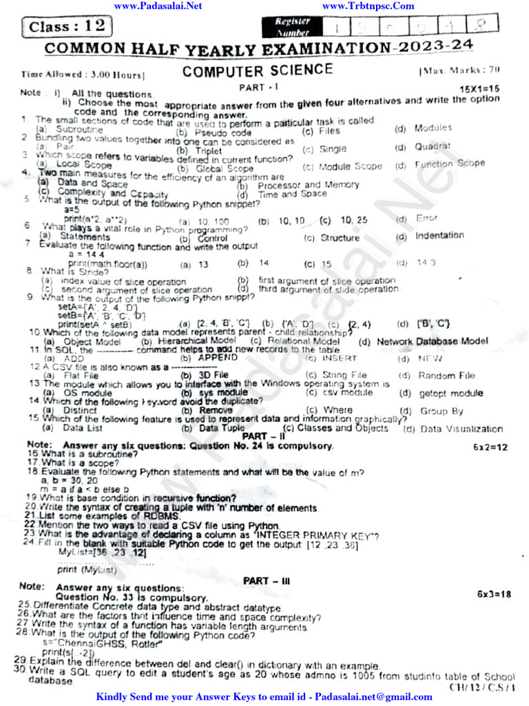 12th Computer Science EM Half Yearly Exam 2023 Question Paper Chennai ... 12th Computer Science EM Half Yearly Exam 2023 Question Paper Chennai ...