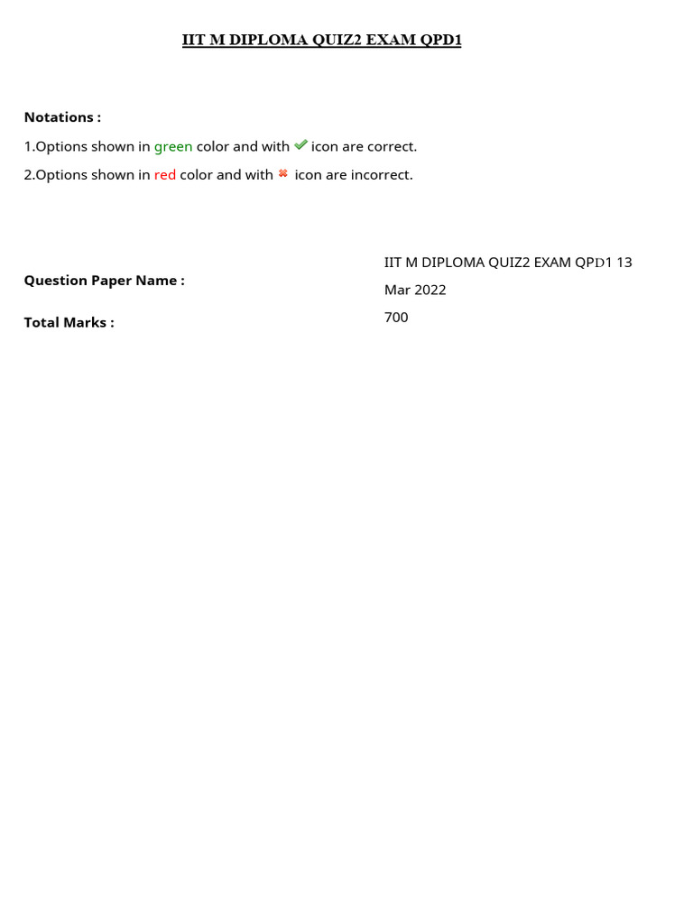 Diploma Quiz 2 PYQ 4 ? | PDF | Chi Squared Test | Multiple Choice