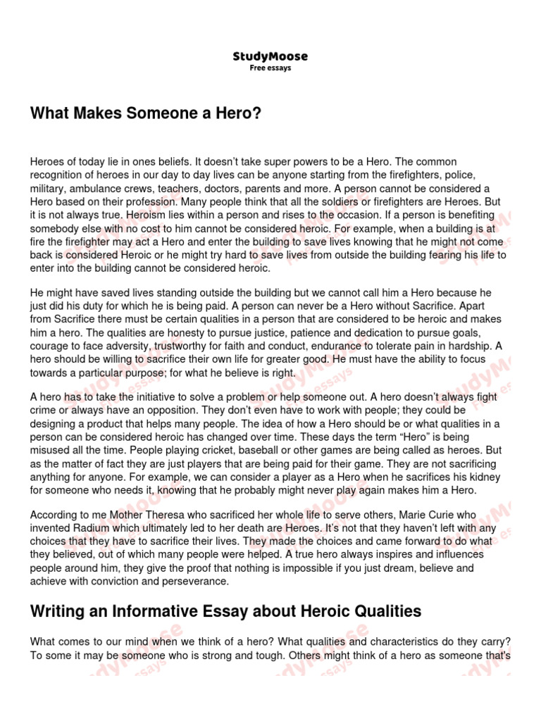 What Makes Someone A Hero | PDF