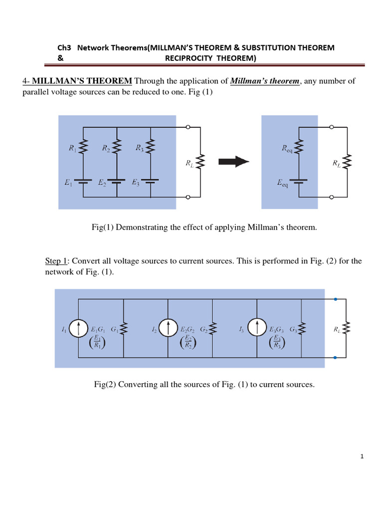 Chapter 4 - Millman's Theorem, Substitution and Reciprocity Theorem ...