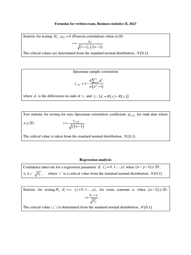 Formula sheet Busstat II 2023_03_17_v | PDF