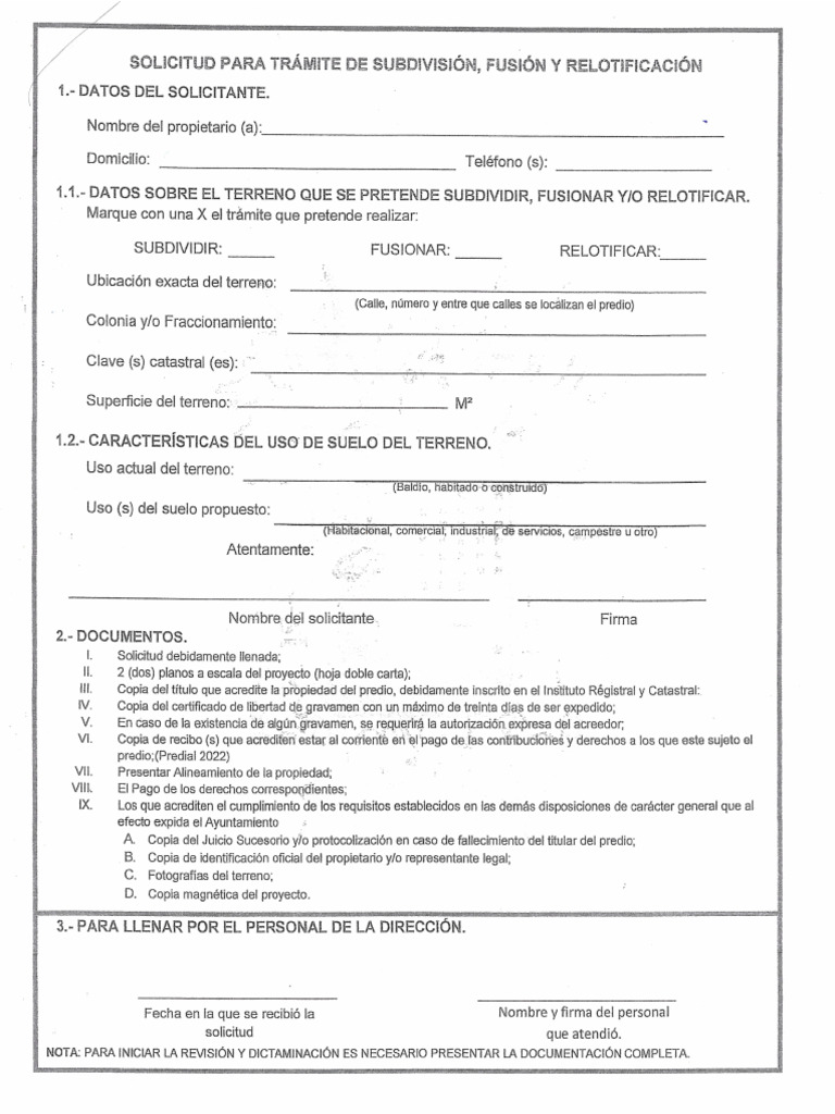 Solicitud de Fusion y Subdivision | PDF