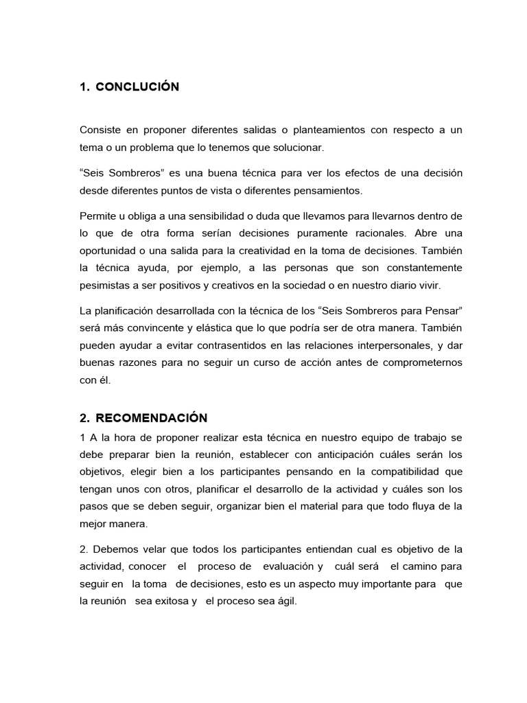 CONCLUCIÓN | PDF | Toma de decisiones | Pensamiento