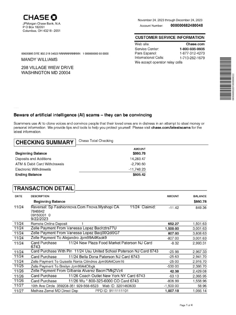 Mandy Williams Chase Bank | PDF