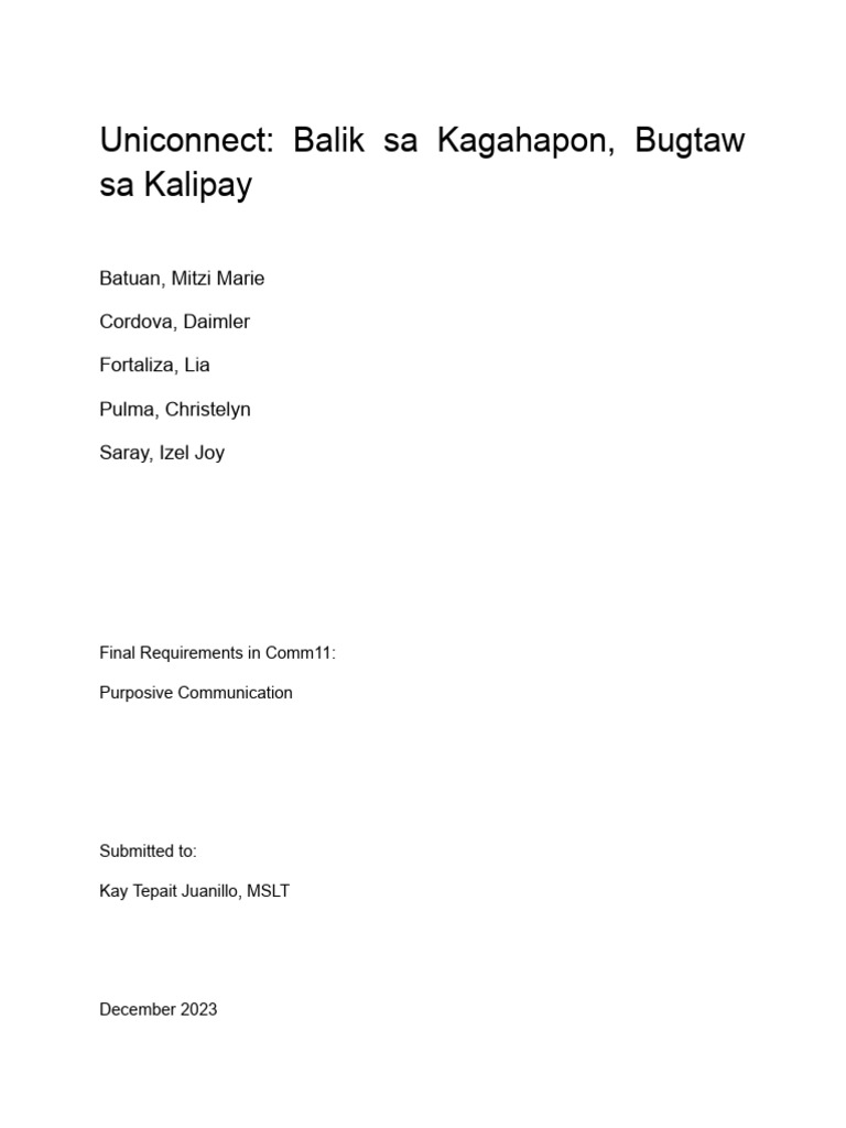 Uniconnect Balik Sa Kagahapon Bugtaw Sa Kalipay | PDF | Mental Health | Stress Management