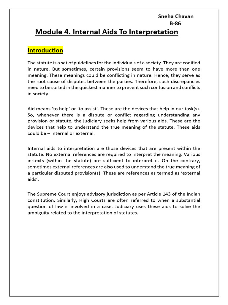 Internal Aids to Statutory Interpretation | PDF | Justice | Crime ...