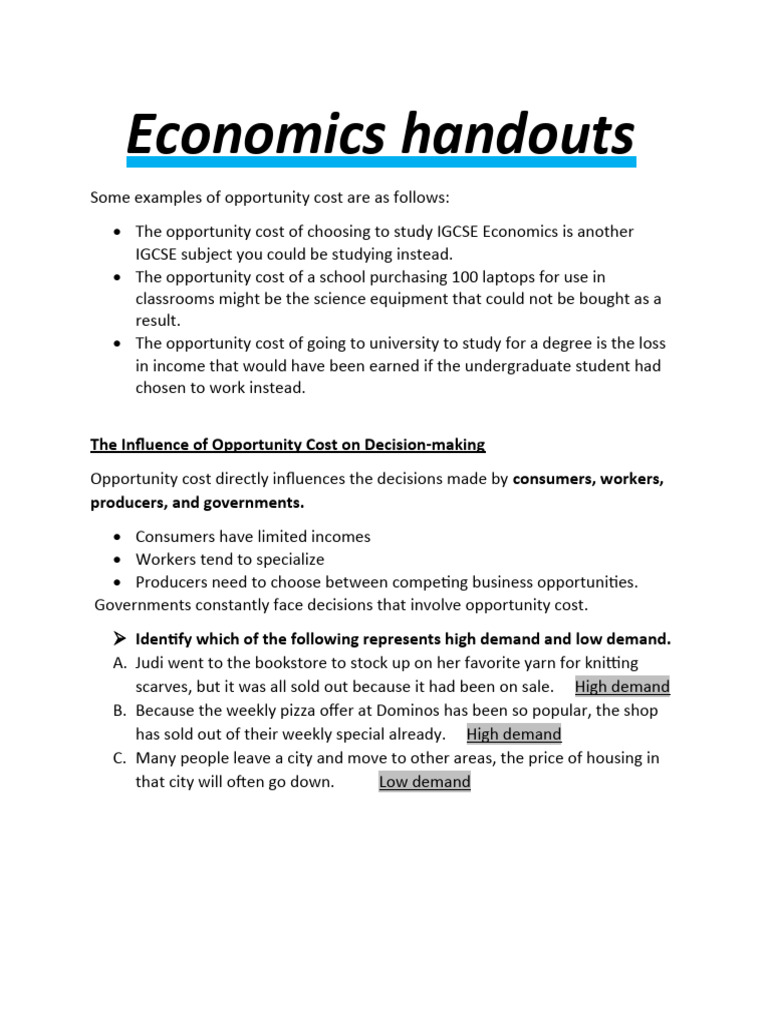 Economics Handouts | PDF | Business | Finance & Money Management