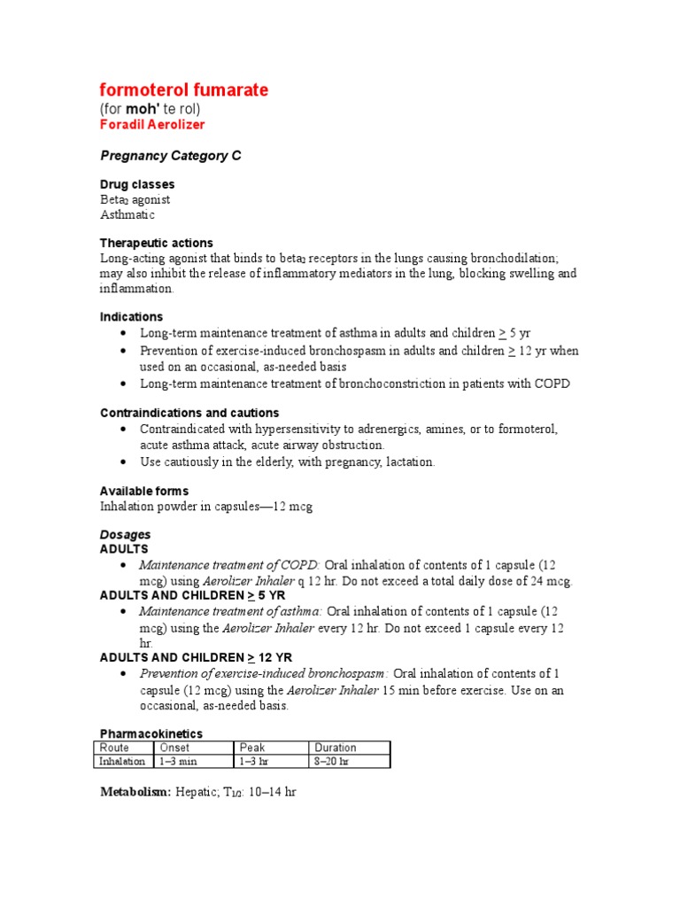 Formoterol Fumarate | Asthma | Medical Treatments