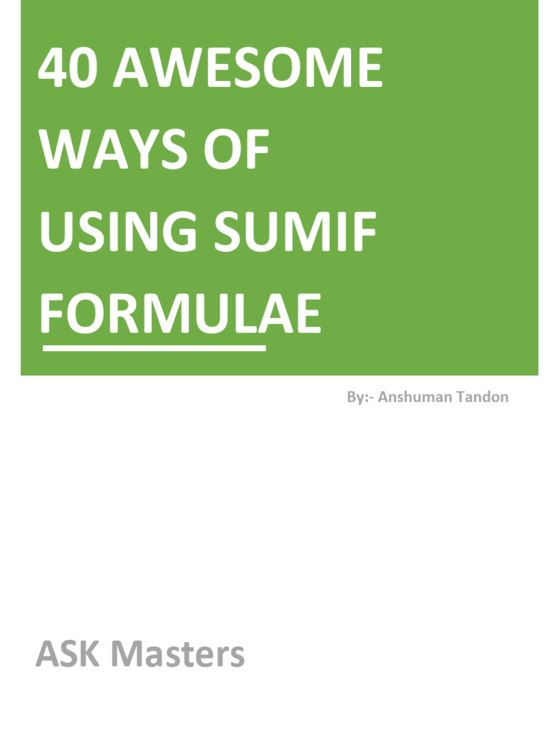 Advance Ebook 40 Ways of Sum If | PDF | Microsoft Excel | Invoice