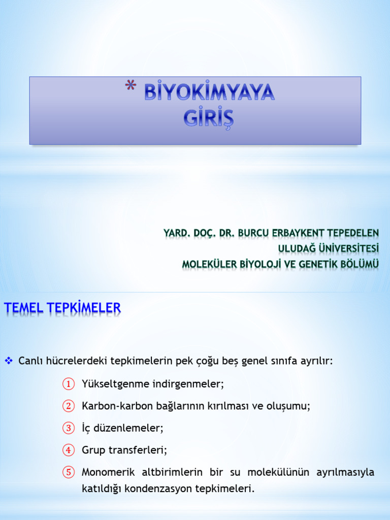 Biyokimya Ders 2 UKEY | PDF