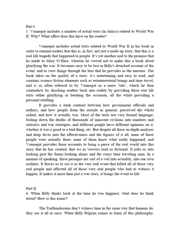 Quiz 4 Slaughterhouse 5 | PDF | History