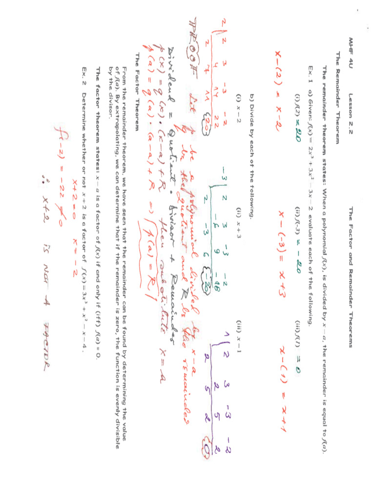 3.2 The Factor and Remainder Theorem | PDF