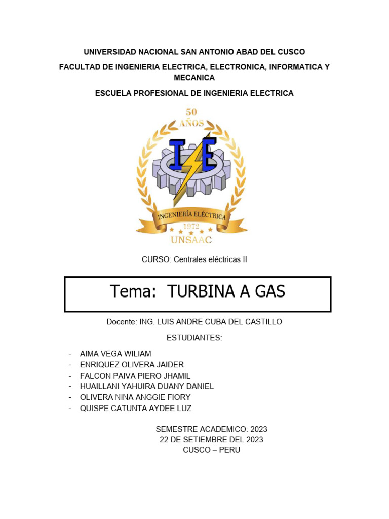 Turbina A Gas | PDF | Central eléctrica | Turbina