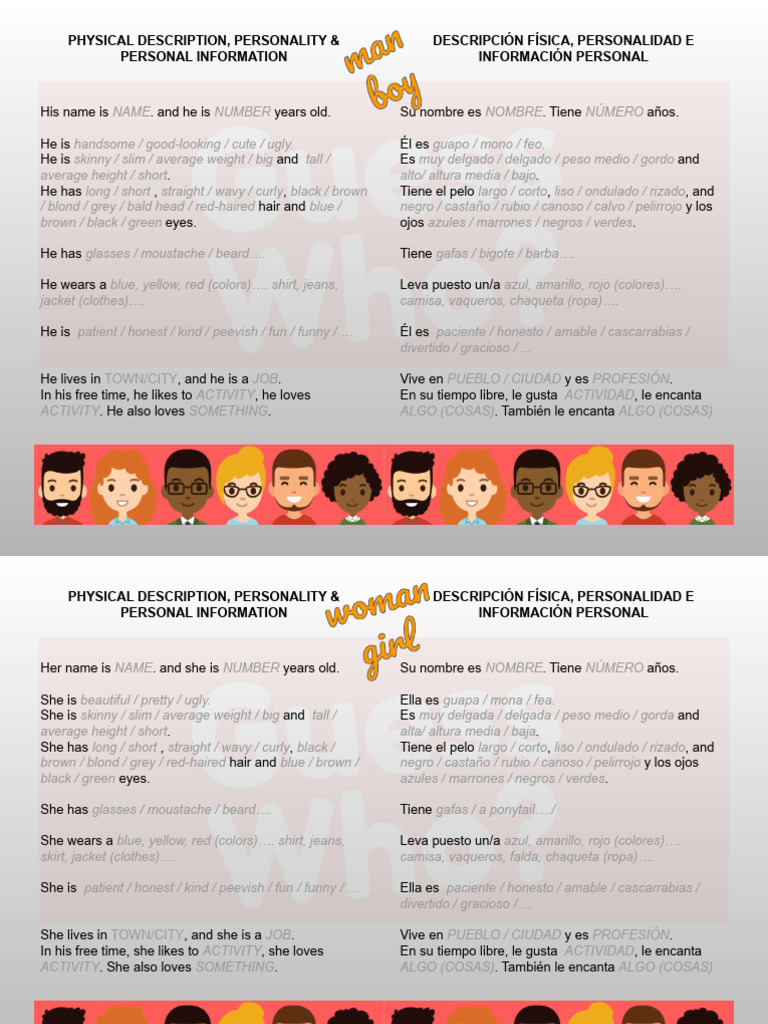 Physical Description, Personality & Personal Information Descripción ...
