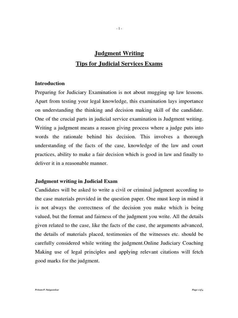 Judgment Writing Tips For Judicial Services Exams | PDF | Judgment (Law ...