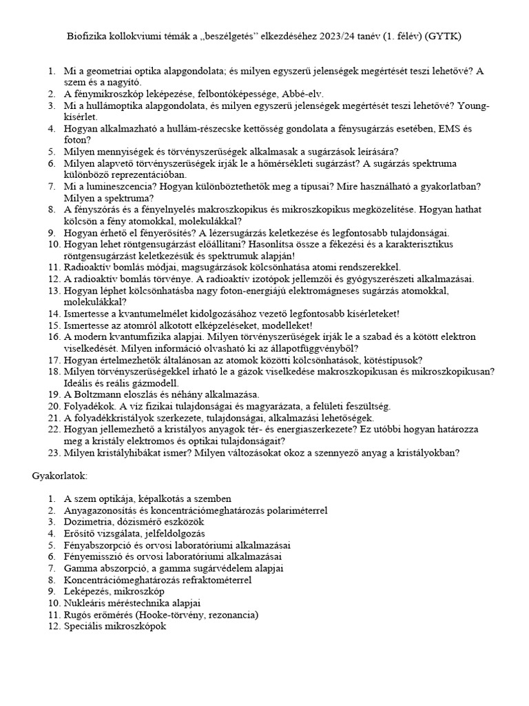 Biofizika_kollokviumi_temak_GYTK_23_24 | PDF