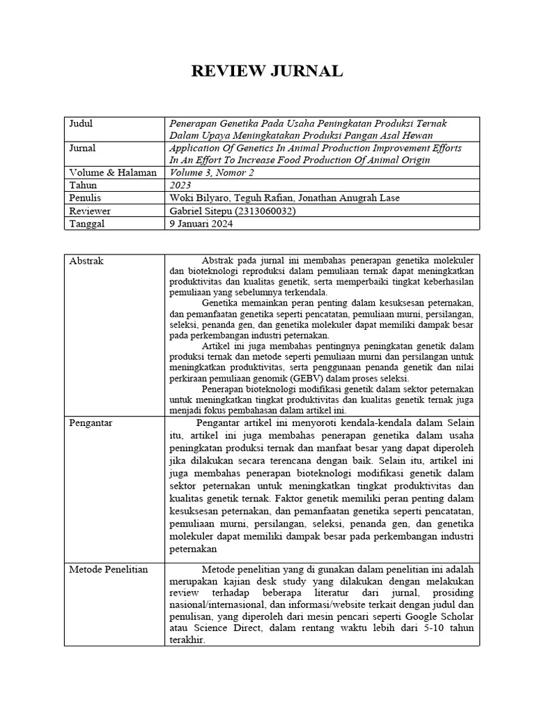 Genetika untuk Peningkatan Produksi Ternak | PDF