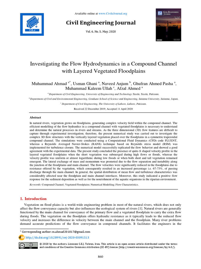 3 (12) Paper Ahmad Et Al. CEJ 2020 | PDF | Fluid Dynamics | River