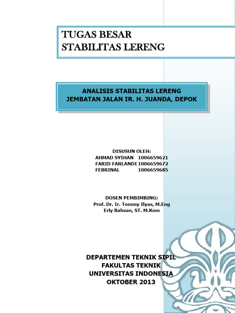 Laporan Stabilitas Lereng Kelompok 1 | PDF