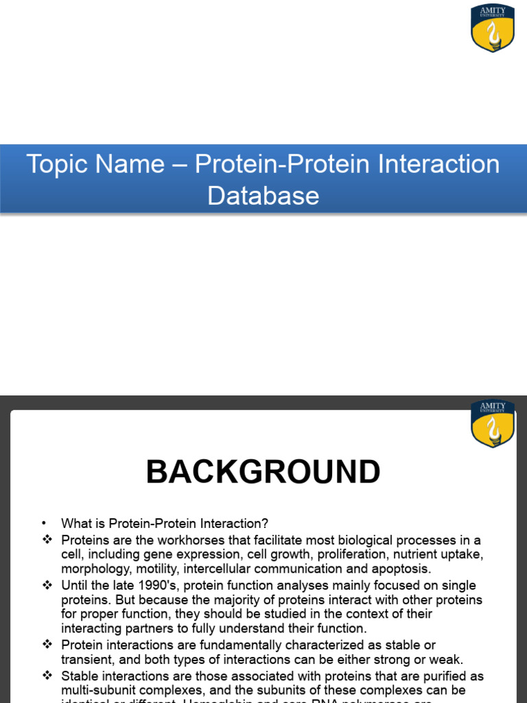Lecture 7 Protein Protein Interaction Database | PDF | Protein–Protein ...