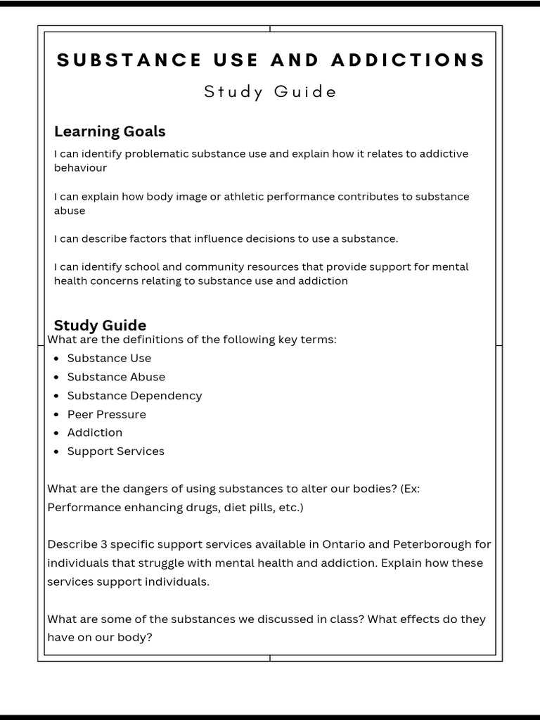 Substance Use and Addiction Study Guide | PDF