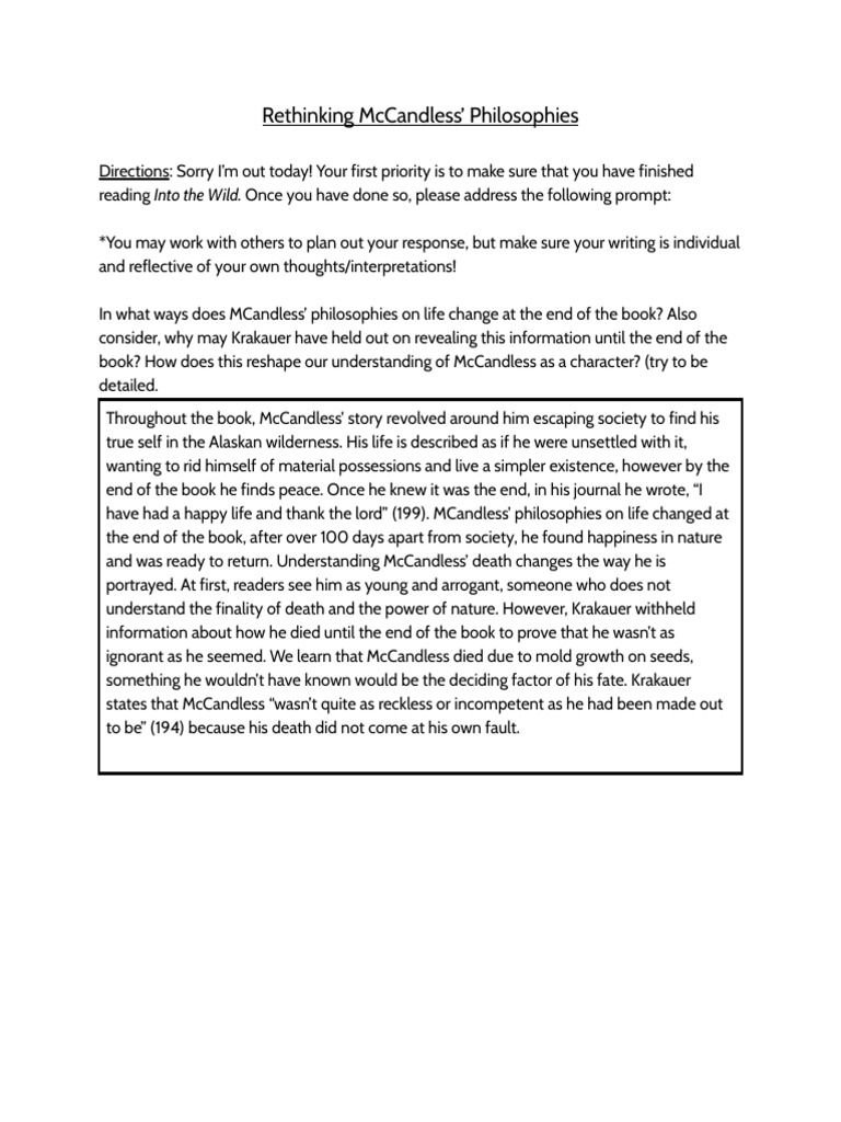 McCandless' Evolving Philosophies | PDF | Young Adult