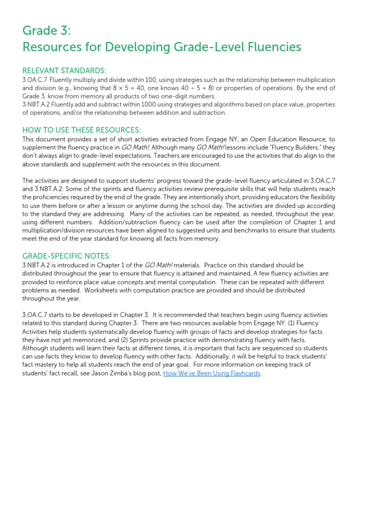 Fluency Resources G3 Reduced 4 | PDF | Multiplication | Creative ...