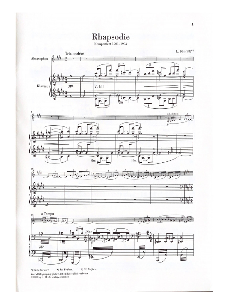 Rhapsodie by Debussy Score | PDF