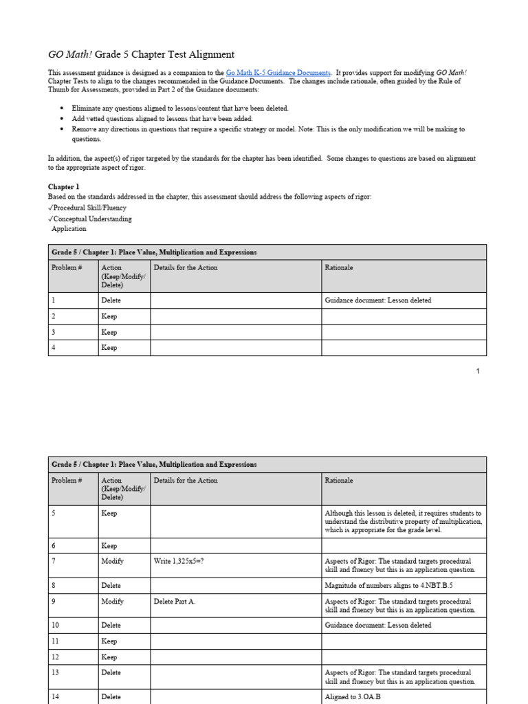 GO Math! Grade 5 Test Alignment Guide | PDF