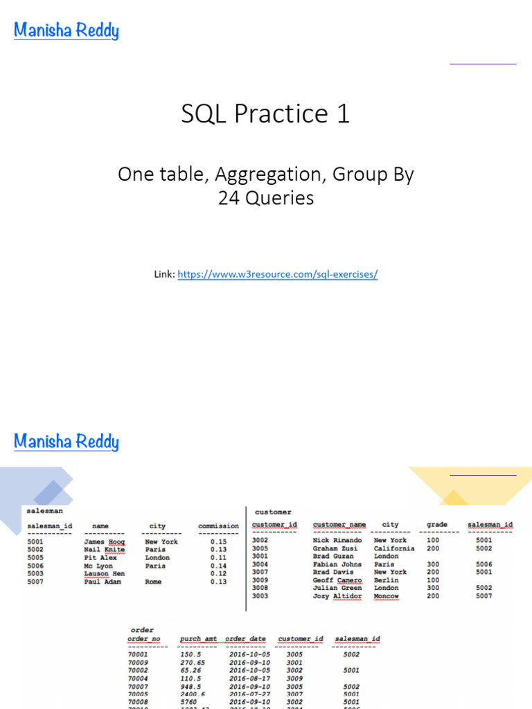 SQL Practice | PDF | Data Management SQL Practice | PDF | Data Management
