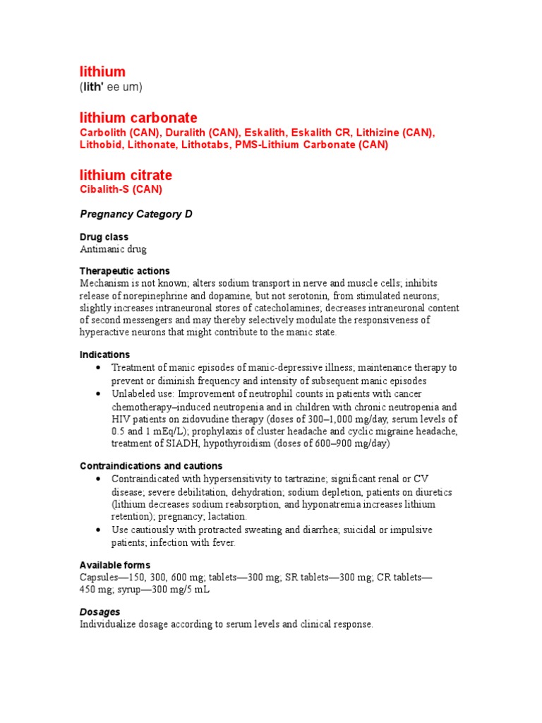 Lithium | Drugs | Medicine