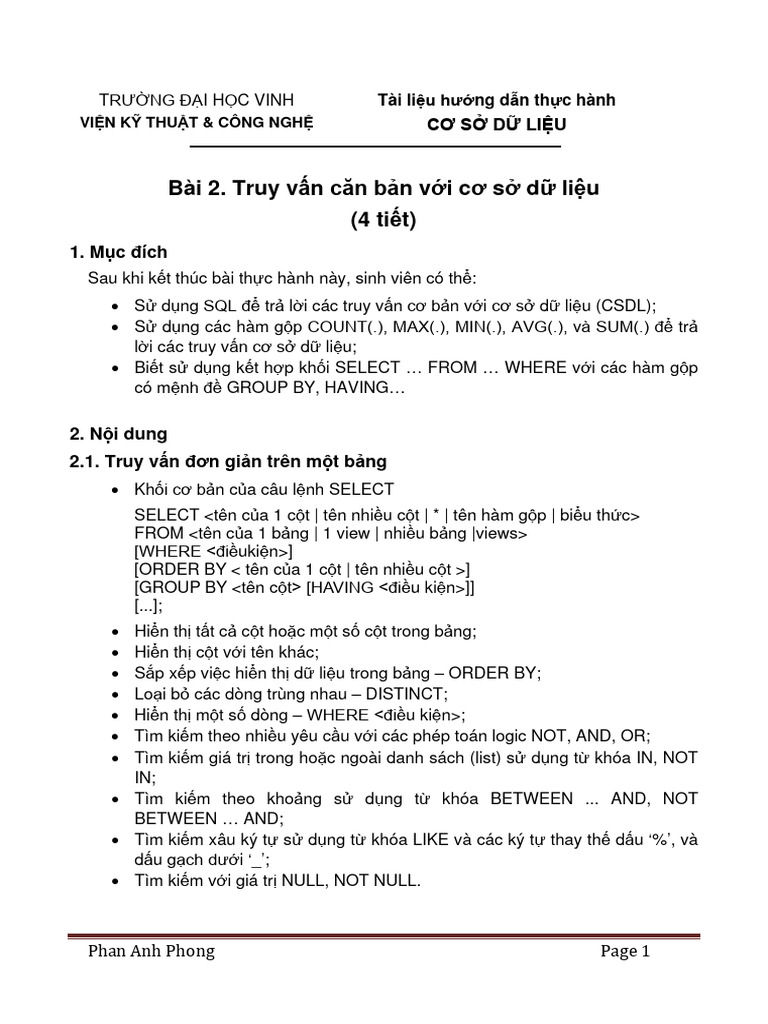 Bai Thuc Hanh 2 - CSDL | PDF