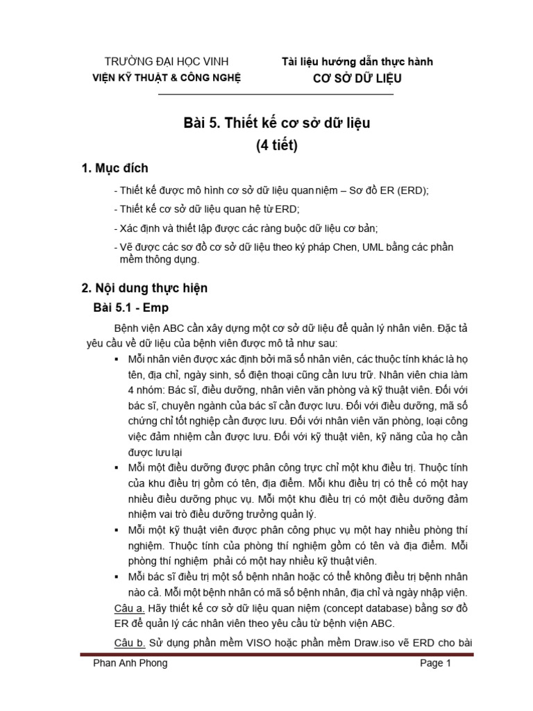 Bai Thuc Hanh 5 - Thiet Ke CSDL | PDF